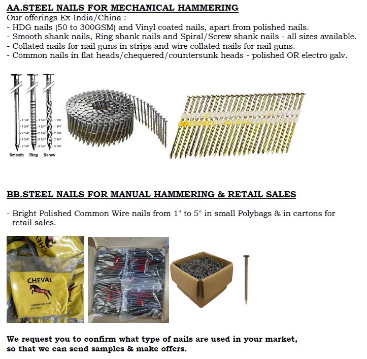 STEEL NAIL MECHANICAL HAMMERING – Mondial Exports